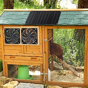 2 Sets Solar Powered Panel Fan Kits, 10W Solar Panel Dual Fan and DC USB Single Fan Car Charger IPX7 Waterproof for Small Chicken Coop, Dog House, Shed, Greenhouse, Window Exhaust