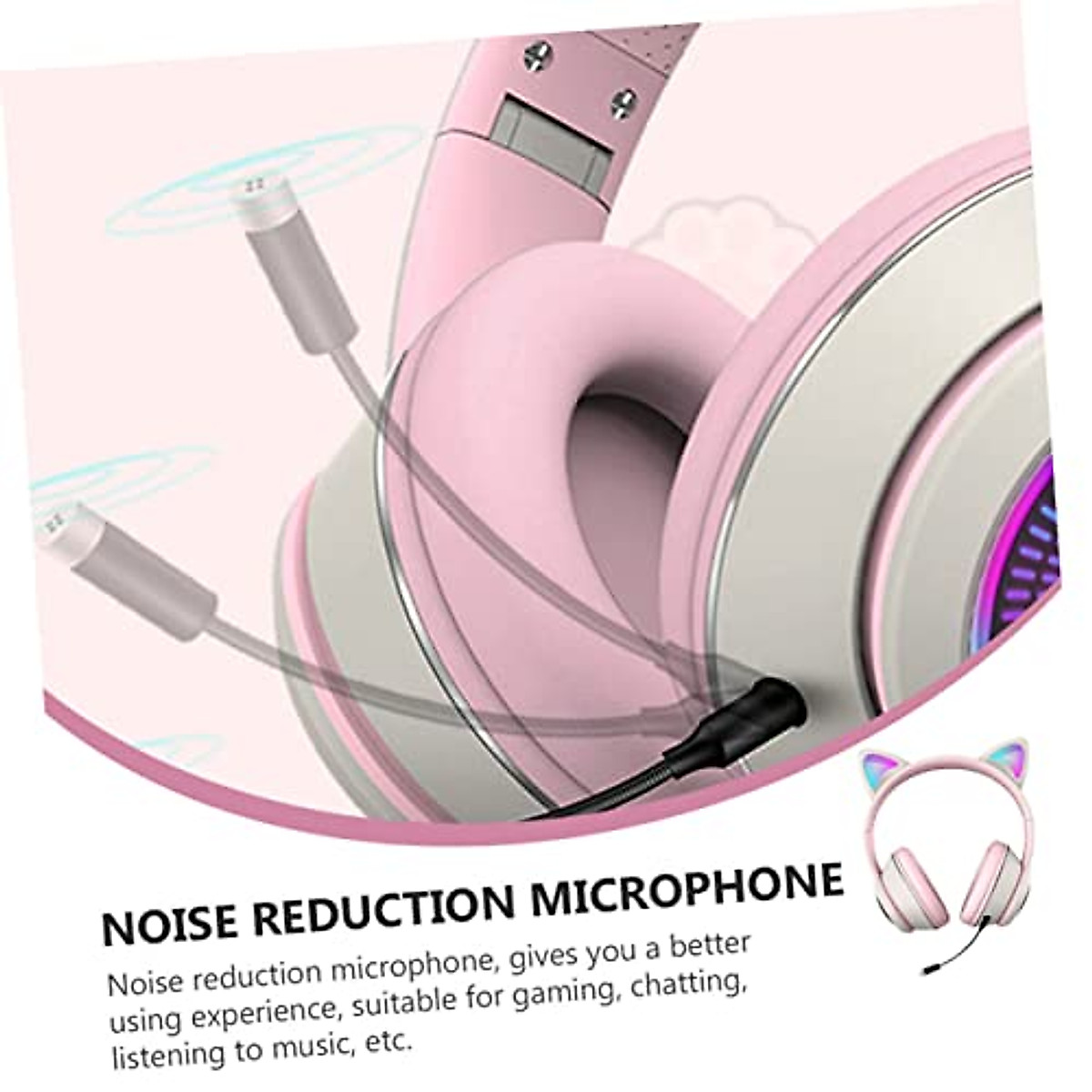 SOLUSTRE 3 pcs Luminous Cat Headset Sound Computer Gamer Headset LED Light Headset RGB Lighting Headphone cat Ear Noise-canceling Headphones Wired Headset with Sound Card abs