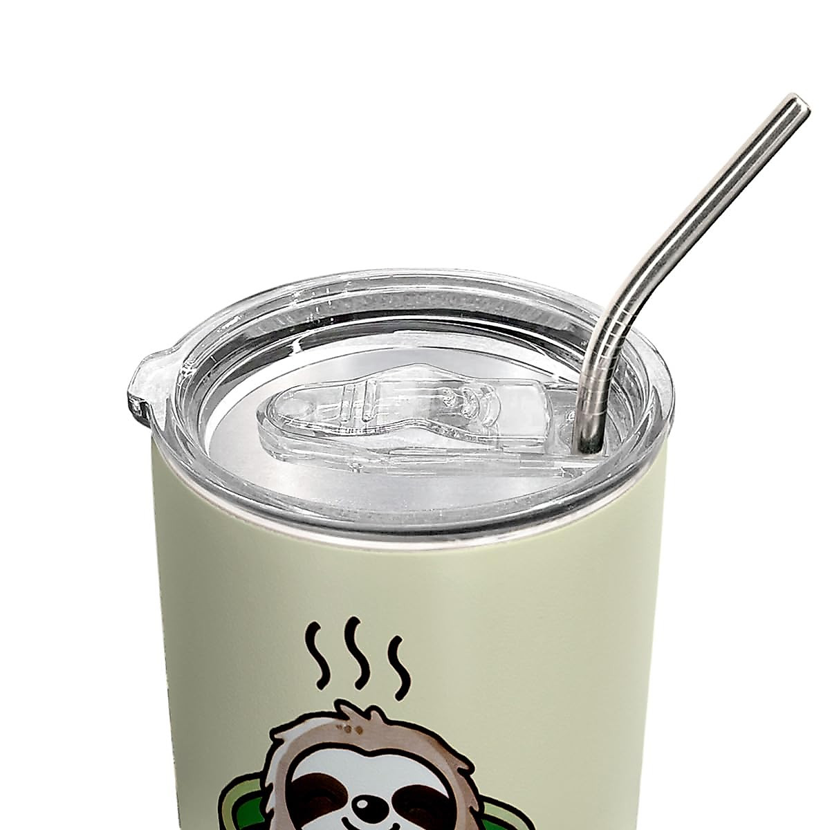 20oz Sloffee Sloth Tumbler, Gifts for Sloth Lovers, Coffee Thermos for Women, Stainless Steel Double Wall Vacuum Insulated Coffee Mug, Travel Cup with Lid