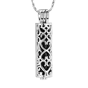 Imrsanl Stainless Steel Cremation Jewelry Ashes Cylinder Vial Urn Necklace for Ashes Charm Memorial Keepsake Cremation Pendant Jewelry (Black)