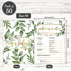 All Ewired Up 50 Baby Shower Predictions and Advice Cards, Greenery Baby Shower Games and Activities (50)