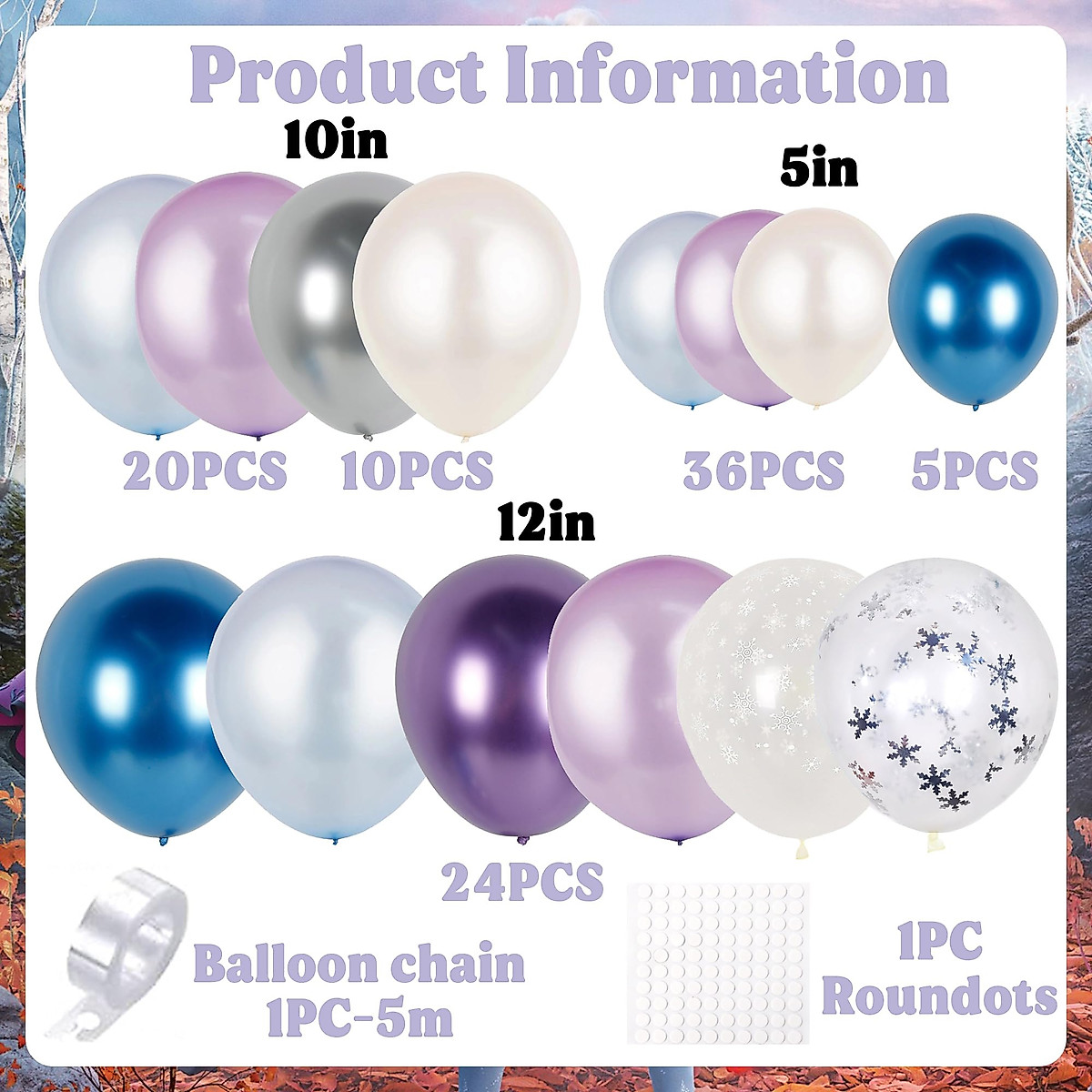 Frozen Birthday Party Supplies, Frozen Party Decorations Includes Snowflake Balloon Garland Arch Kit,Frozen Backdrop, Frozen Tablecloth, Elsa, Snowman and Snowflake Foil Balloon