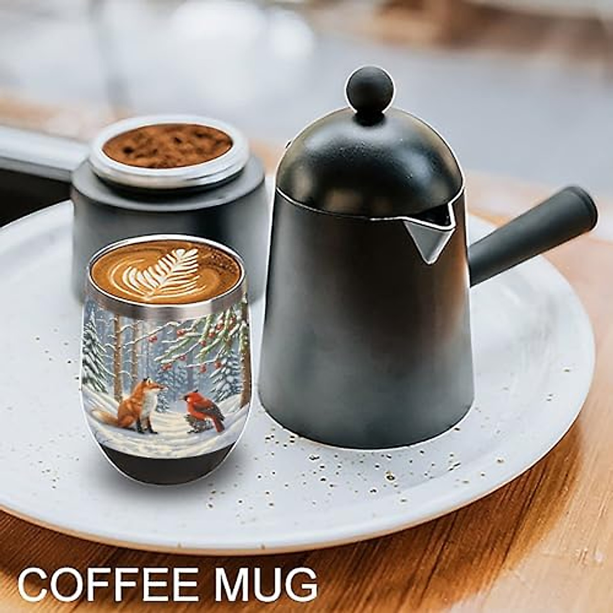 WYUSPGK 304 Stainless Steel Insulated Cup, Winter Snow Fox Print Smooth Rim, Durable & Reusable - Perfect for Office, Home, And Travel