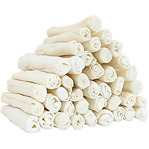 MON2SUN Dog Rawhide Rolls Twist Sticks Dog Chew Treats Natural Flavor 6-6.5 Inch 40 Count for Puppy and Small Dogs