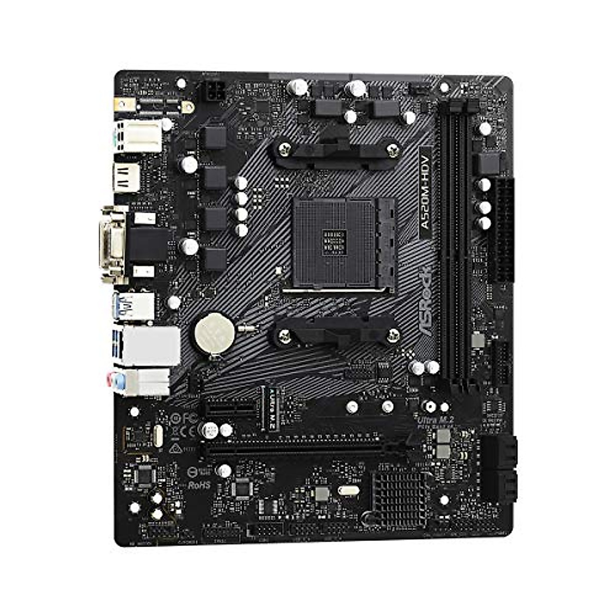 ASRock A520M-HDV Supports AMD AM4 Socket Ryzen™ 3000, 4000 G-Series and 5000 and 5000 G-Series Desktop Processors Motherboard, 32 GB memory storage