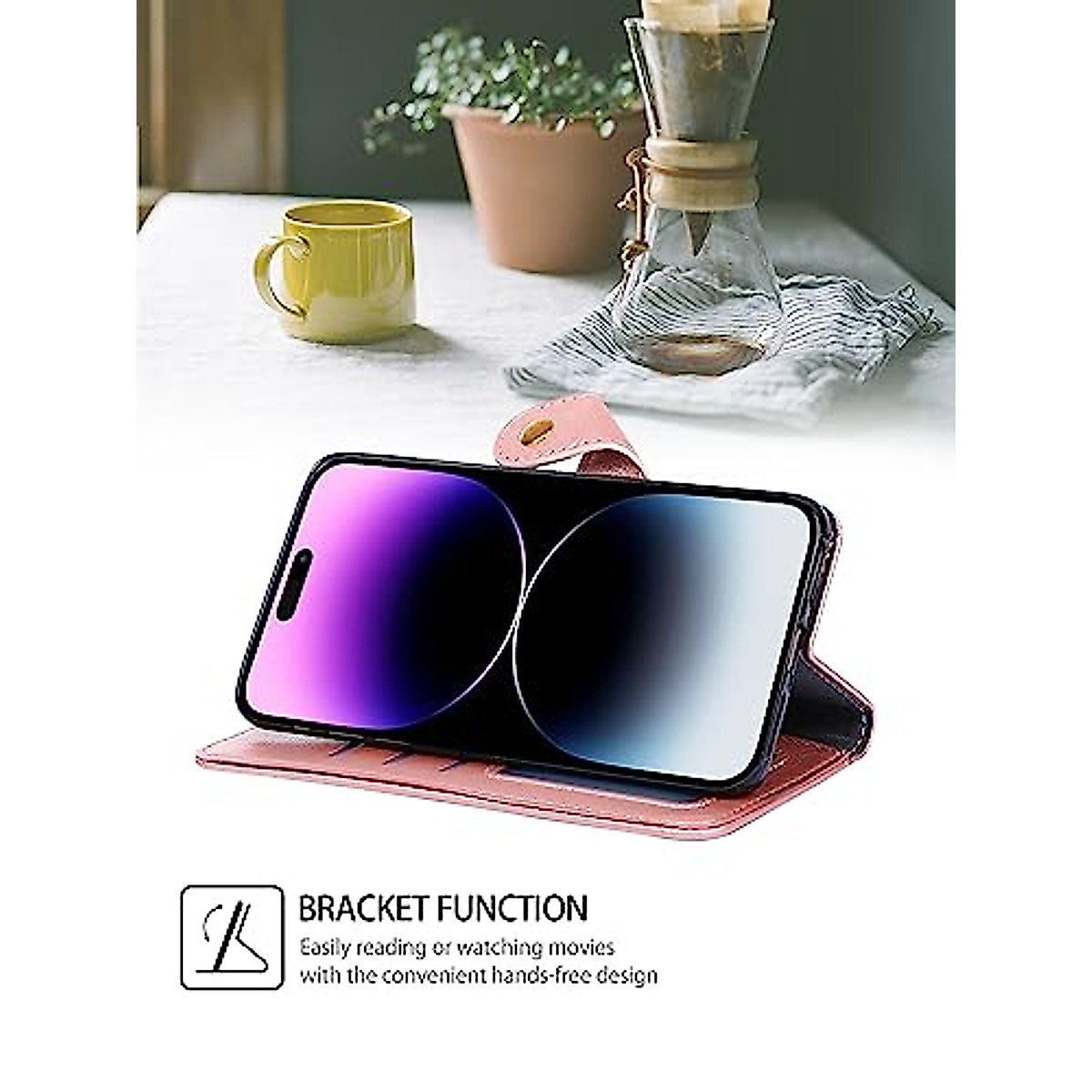 Arseaiy Case for Oppo Find X2 Pro Flip Phone Case PU Leather Zipper Pocket Wallet Case Cover with Card Holder Kickstand Shell Pink