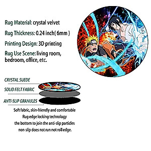 Anime Round Rug Thickened Non-Slip Locking Edge Large Size Round Area Rug, Anime Round Mats Carpet Decoration for Living Room Bedroom Gaming Room 40 inch, 15