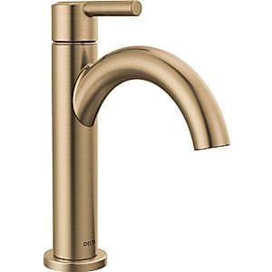 Delta Faucet Nicoli Gold Bathroom Faucet, Single Hole Bathroom Sink Faucet, Single Handle Bathroom Faucet, Pop-Up Drain Assembly, Champagne Bronze 15749LF-CZ