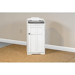 Pemberly Row 16" Farmhouse Wood Trash Box in White/Dark Brown