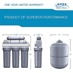 Apex 5-Stage 50 GPD Reverse Osmosis System with Pump- Boosted Performance Super Advanced Water Purification System,for Low Pressure Homes - MR-5075