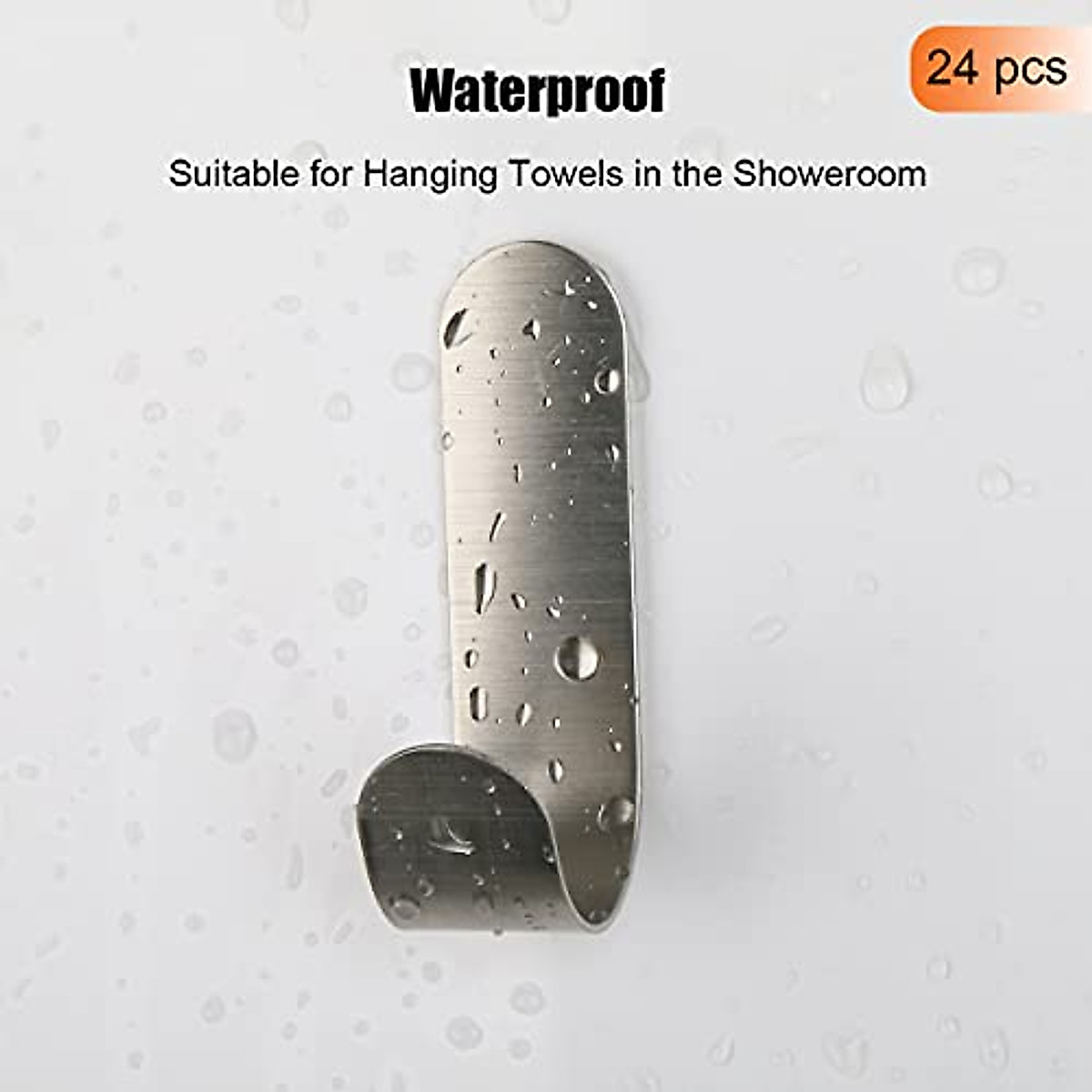 carinacoco Wall Hooks Adhesive 24 Pack Stainless Steel Hanging Hooks for Kitchenware Bath Robe Towel Jackets Bag