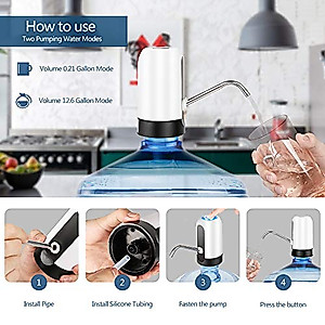 Water Dispenser 5 Gallon, for 48mm Screw or 55mm Crown Tops Water Bottle Pump. for Home, Office, Touring Car，The Game on Hot Days, Travel Vacation and Outdoor Camping or to a Festival.White