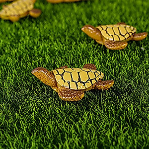 HAOYUNLAI 8 Pcs Miniature Beach Sea Turtle Resin Figurines，Fish Tank Decoration， DIY Craft Decoration Fairy Garden Dollhouse Landscape Decor Ornament