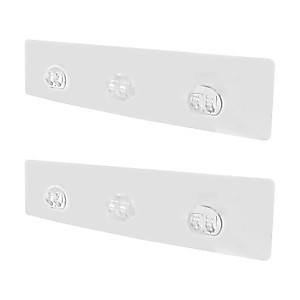 Uenhoy 2 Pcs Shower Caddy Adhesive Replacement with 3 Hook, No Drilling Adhesive Hook Sticker for Soap Holder & Bathroom Storage Shelves, Clear Self-Adhesive Hanging Hooks, 11.8" x 2.75"
