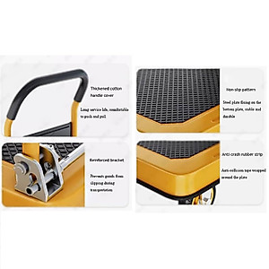 Generic Small Folding Portable Cart Household Hand Trolley Heavy Duty Transport Truck for Groceries Shop Warehouse Use, Yellow