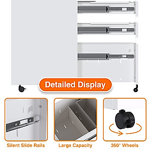 NICOMOW 3-Drawer Locking Metal File Cabinet for Home Office,Easy to Move,Durable and Stable,Under-Desk Filing Cabinet with Legal/Letter Size Drawer,Fully Assembled,White