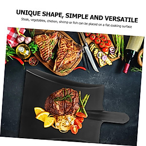 GANAZONO Plate Outdoor Dinnerware Outdoor Wok Black Plates Dinner Plate Stoneware Dinner Plates Bbq Serving Platter Bbq Fruit Plate Bbq Plate Bbq Grill Tableware Meat Black Snack