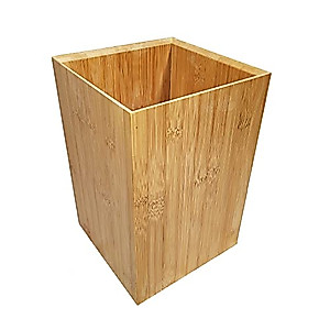 Elegant 5 Piece Bamboo Bathroom Accessories Set Deluxe Vanity Accessory Set with Wastebasket Updated Premium Bamboo Bath Set