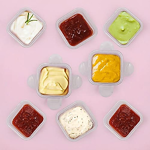 Amytalk Mini Salad Dressing Containers Reusable Plastic Sauce Containers Small Sauce Condiment Cups with Lid for Lunch Box Picnic Travel (Black)