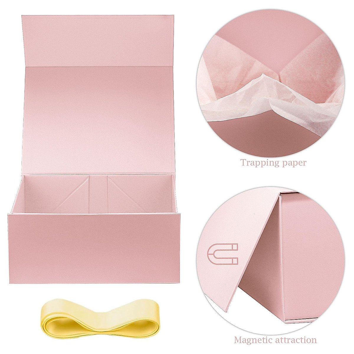 MOYEUPAC Gift Box 9" X 7" X 4" with Magnetic Closure Lid for Gift Packaging, Gift Box for Father's Day, Mother's Day, Presents Christmas and Various Holidays (Pink)