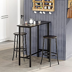 GAOMON Square Bar Table Chair Set for Kitchen Dining Coffee Party Room with 2 Chairs, Sturdy Metal Frame, Dining Table Set, Bar Table with 2 Bar Stools