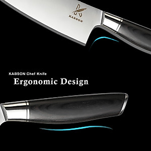 Kabson German Chef Knife Gift Box - 8'' Chef's Knives High Carbon Steel Paring Knife, With Ergonomic Handles, Professional Multipurpose Kitchen Knife with Sharpener and Finger Guard