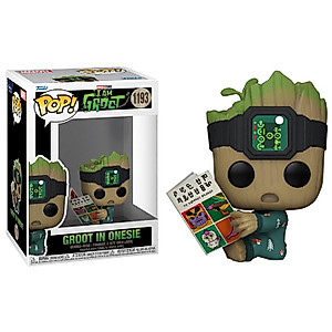 POP Marvel: I Am Groot - Groot in Onesie with Book Funko Vinyl Figure (Bundled with Compatible Box Protector Case), Multicolored, 3.75 inches
