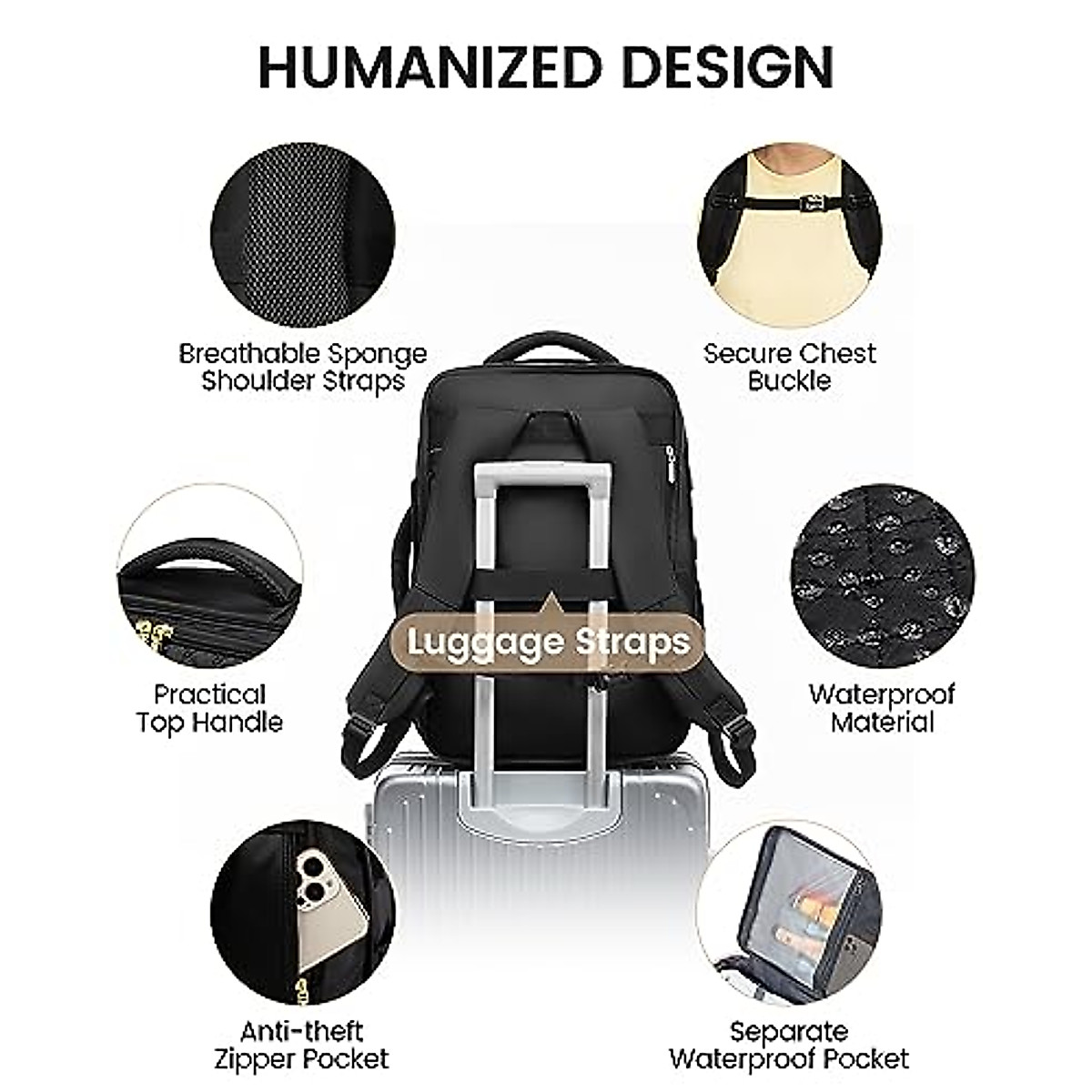 LOVEVOOK Carry On Backpack, 50L Airline Approved Travel Backpack for Women as Personal Item, Expandable 18 inch Laptop Backpack, Large Casual Daypack Waterproof Luggage Suitcase with Toiletry Bag