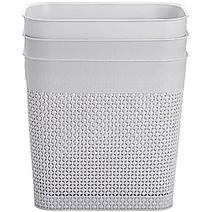 Elsjoy Set of 3 Plastic Trash Can Slim Waste Basket, 3 Gallon Garbage Can with Handles, Hollow-Out Rubbish Bin for Bathroom, Kitchen, Office, Dorm, Gray