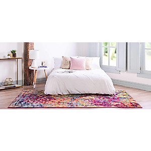 Unique Loom Jardin Collection Colorful, Vibrant, Abstract, Modern Area Rug, 6 x 9 ft, Multi/Blue