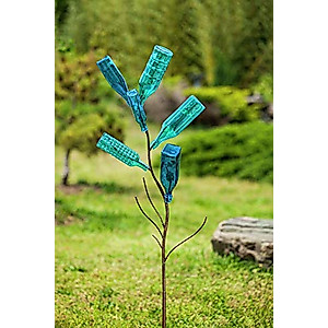 Evergreen Garden Brilliant Blue Glass Bottles, Set of 6