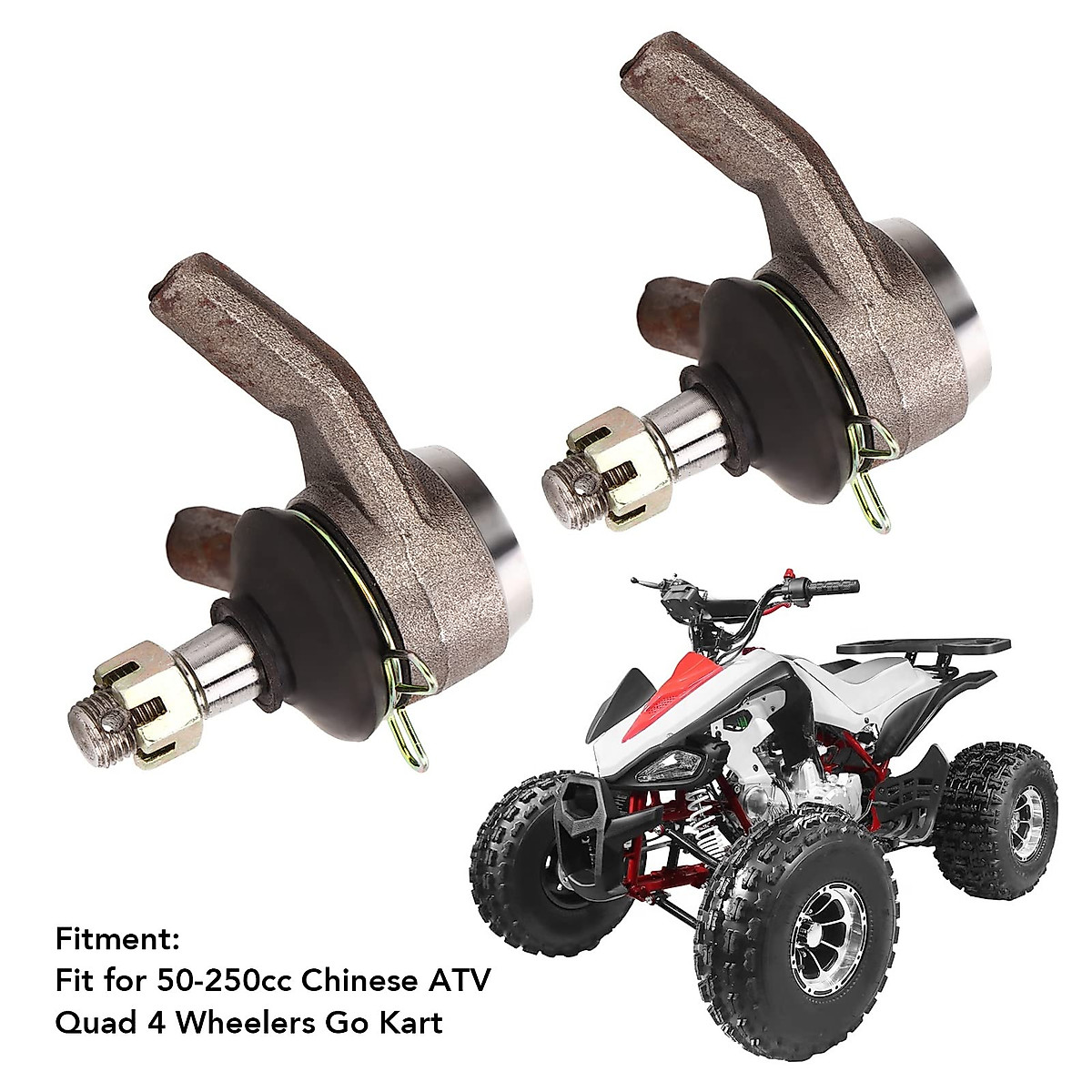 a Pair Suspension Tie Rod End Ball Joint Carbon Steel for 50‑250cc, Prevent Uneven Tire Wear Or Steering Wheel Shaking Replace Original Damaged and Worn Ball Joints 0.47in