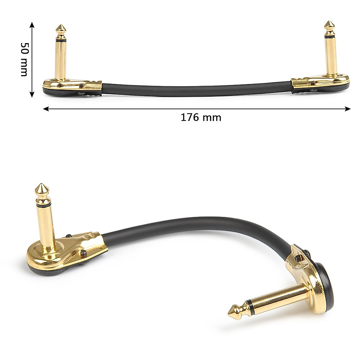 TIMESETL 3 Pack 6 Inch Guitar Patch Cable Ultra Quiet Instrument Effect Pedal Patch Cords 1/4-inch Right Angle Low Profile Pancake Design