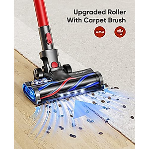 WLUPEL Cordless Vacuum Cleaner, 33kPa Stick Vacuum Cleaner, 400W Powerful Handheld Vacuum with LED Touch Display, 55mins Runtime for Pet Hair, Carpet and Hardwood Floor(Hero 8 Pro)