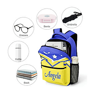 XOZOTY Cheerleader Backpack Personalized Custom Book Bags with Name Cheer Cheerleading Blue Yellow
