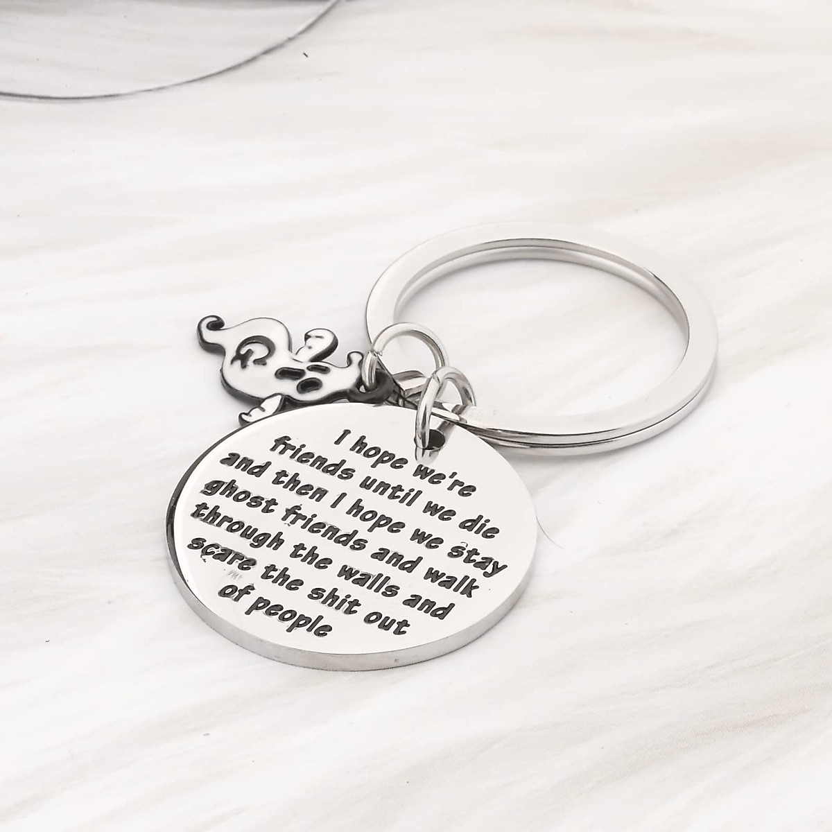 SEIRAA Ghost Friends Keychain Best Friend Gift Ghost Jewelry Soul Sister Gift Friendship Keychain Gag Birthday Gift For Her (Ghost Friends Keychain)