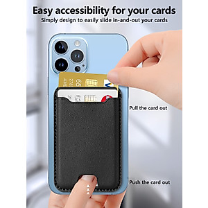 TopMade for Magsafe Wallet, Magnetic Wallet Card Holder for iPhone 16/16 Pro, iPhone 15/14/13/12 Series, Leather Magnetic Phone Wallet with Powerful Magnet, RFID Blocking, Fit 4 Cards, Black