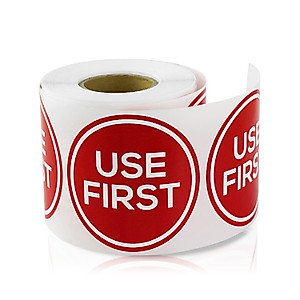 900 Use First Stickers - 2 inch, Circle Dot, Round Food Service Labels/Restaurant Inventory Control/Use First Labels Expiration Stickers, (Red)