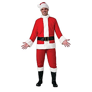 Rubie's Adult Bright Red Flannel Santa Suit With Gloves Adult Sized Costumes, Red/White, XX-Large US