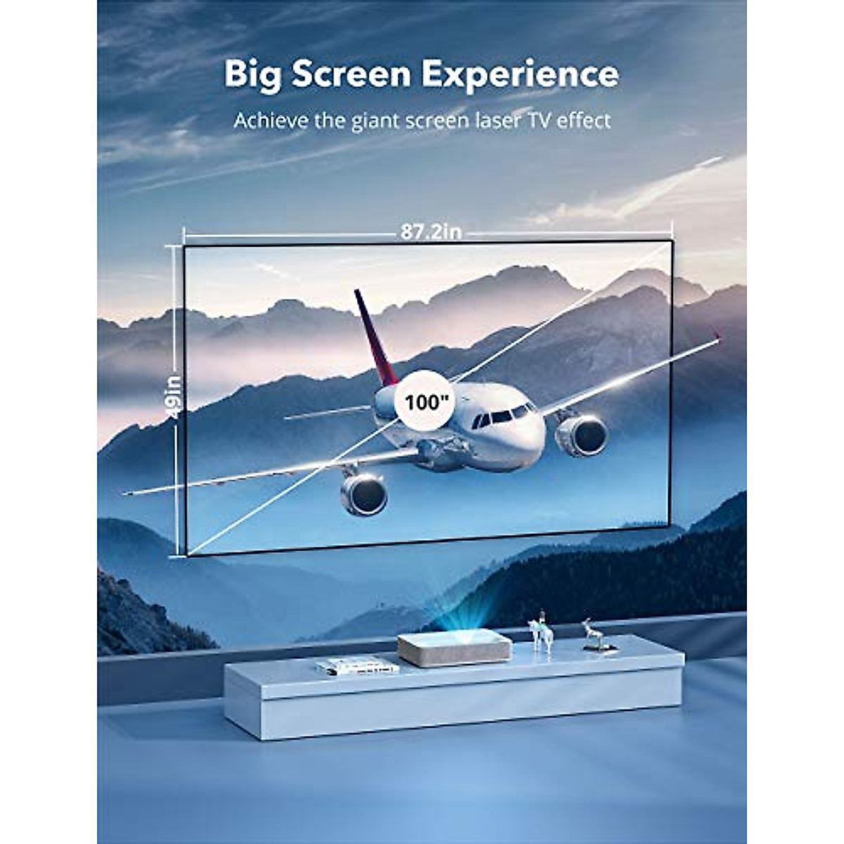 ALR Projector Screen, 100-inch UHD 16:9, Fixed Frame Projection Screen for Ultra-Short Throw Projector, ALR Screen Slim Edge for Home Theater, Boardroom, Easier to Assemble