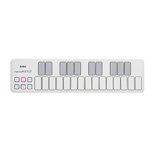 Korg nanoKEY 25-Key Slim-Line USB MIDI Controller (White) Bundle with Closed-Back Studio Monitor Headphones and 4-Port USB Hub (3 Items)