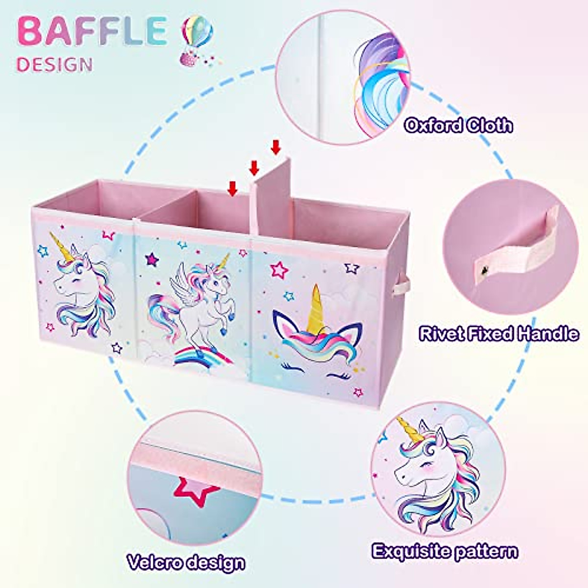 Unicorn Toy Box Chest – Large Toy Chest Organizer with Flip-Top Lid Collapsible Sturdy Storage Bin with Handles 38 x 13 x 16 Inch for Kids Girls Pink Closet Nursery Living Room Bedroom Playroom