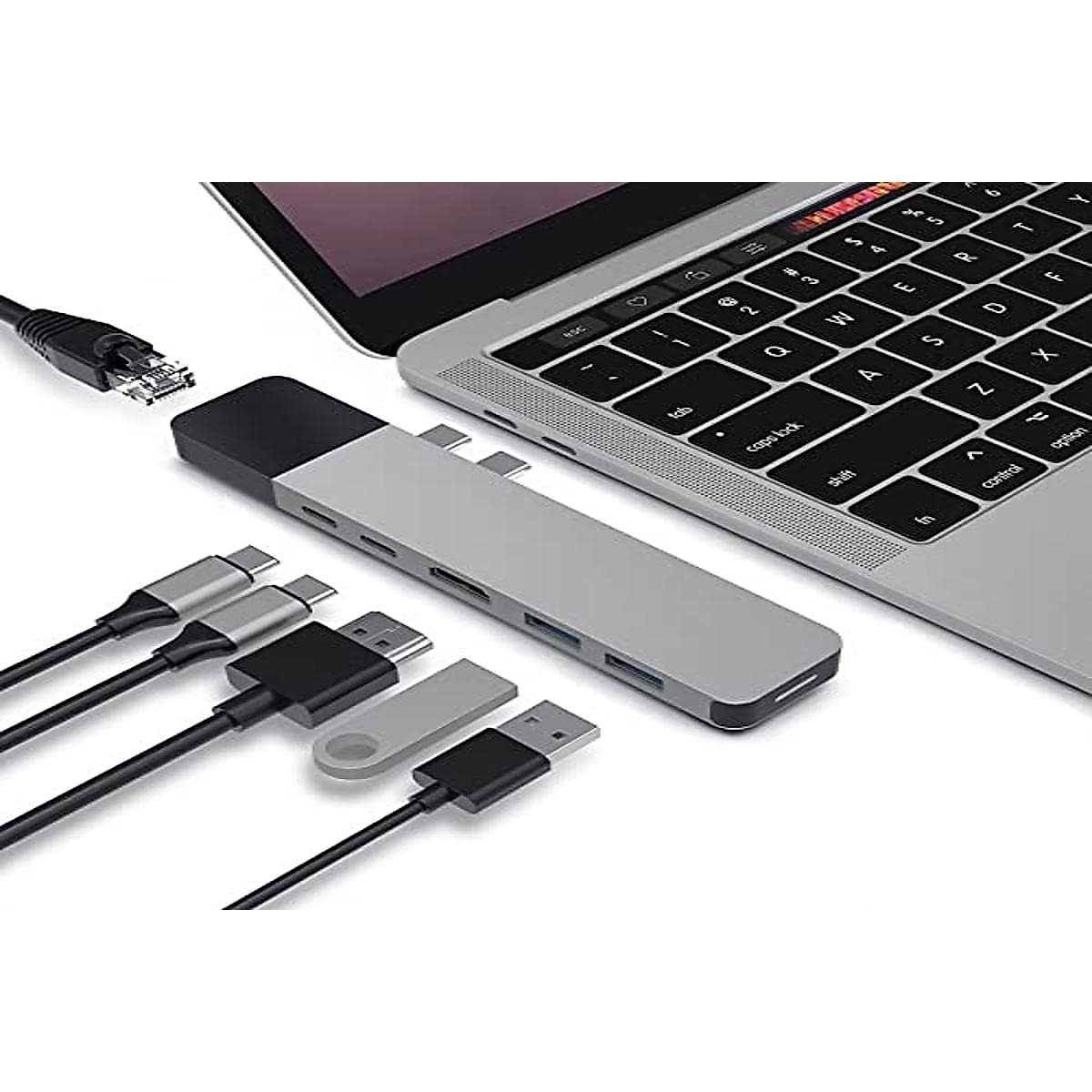 HyperDrive USB C Hub, NET 6-in-2 for MacBook Pro Air, Multi-Port USB-C Dongle w/Gigabit Ethernet, 40Gbps/100W PD, 5Gbps/60W PD, 4K30Hz HDMI