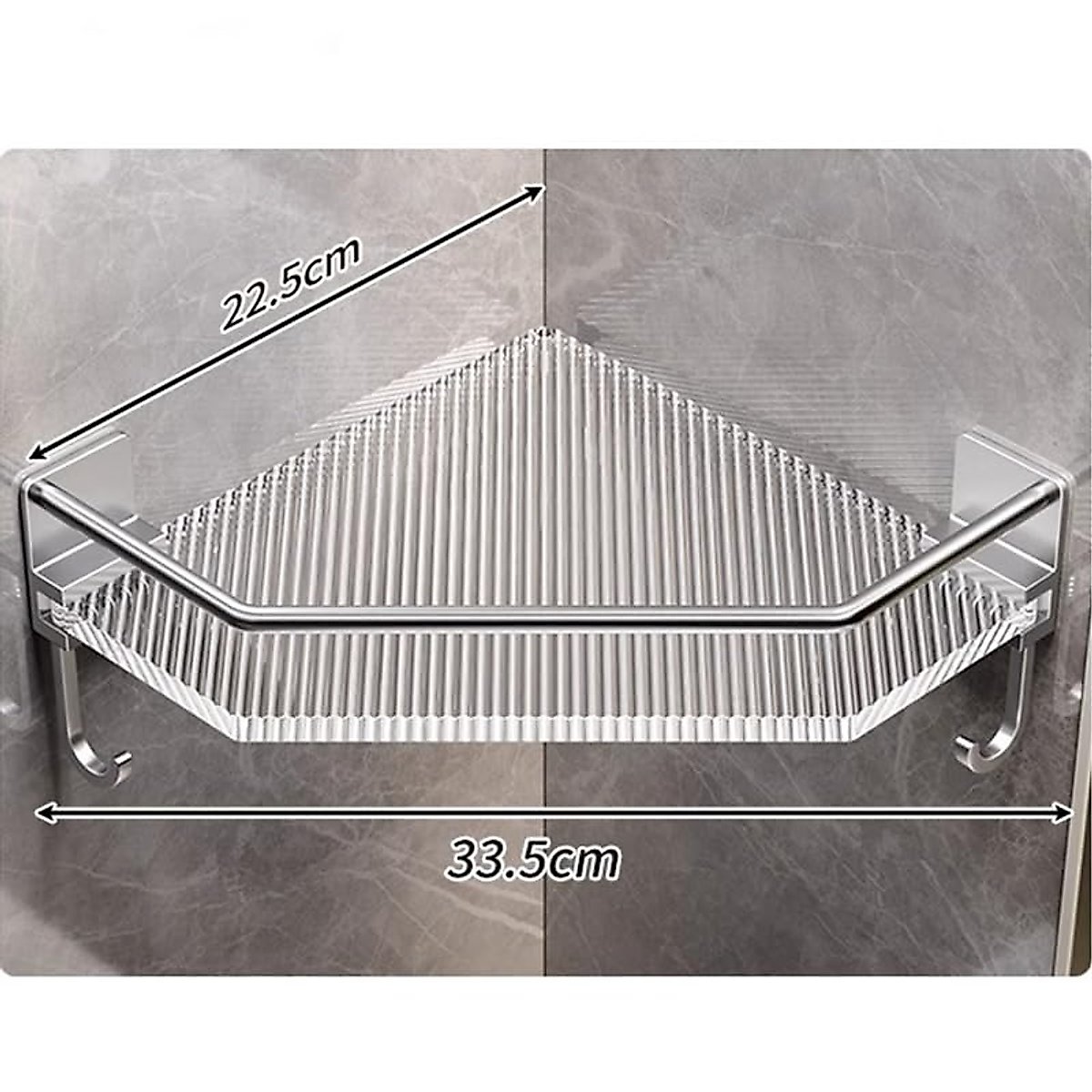 LOPSUM Versatile Acrylic Towel Shelf – 10-Year Warranty Corner Shower Caddy with Easy Installation, Large Capacity, and Triangular Storage Rack for a Clutter-Free Experience, Gun Grey