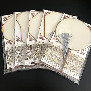 Only My Live Home White Red Ladies Wedding Real Silk Fans Personalized Chinese Decorative Dance Hand Fans Costume Hanfu Prop Traditional Craft Handle (Total Long 15.3 inches, White 24cm Round)