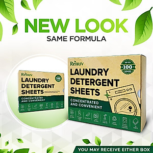 Renuv Laundry Detergent Sheets up to 100 Loads - Eco Friendly, Sustainable, Biodegradable & Liquidless Strips, 50 Sheets