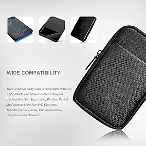 Hard Drive Bag 2.5'' Hard Drive Carrying Case Storage Organizer Multi-Purpose Universal Carry Pouch Compatible with Western Digital WD Elements Seagate Etc