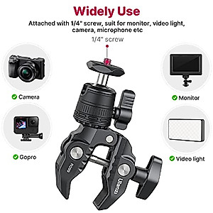 ULANZI R099 Super Clamp Camera Mount Clamp with 360° Ballhead, Bike/Bicycle/Motorcycle Handlebar Mount for Insta360/GoPro/AKASO/DJI Osmo Action Cameras, DSLR/Cameras/Lights Pole Tube Mount