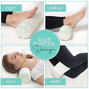 AllSett Health 2 Pack Cervical Neck Roll Memory Foam Pillow, Bolster Pillow, Round Neck Pillows Support for Sleeping | Bolster Pillow for Bed, Legs, Back and Yoga | 4 Inch Diameter x 17 Inches Long