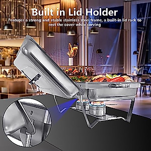 Chafing Dish Buffet Set 8 QT 4 Pack Stainless Steel,Buffet Servers and Warmers Chaffing Servers with Covers Folding Stand Food Warmer for Parties Buffets